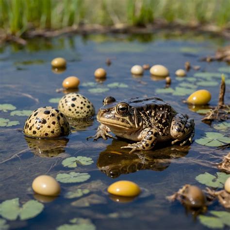 Wyoming Toad Life Cycle In A Natural Pond Stock Illustration