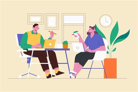 플랫 공동 작업 공간 그림 무료 벡터