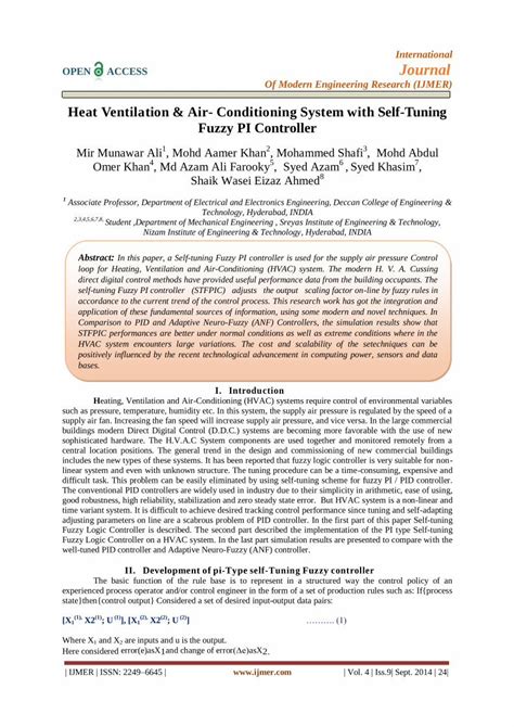 Pdf Heat Ventilation And Air Conditioning System With Self Tuning