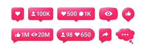 Premium Vector Social Media Notification 3d Red Speech Bubble Buttons