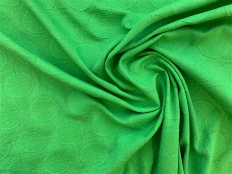 Designer Deadstock Cotton Textured Voile Green Polka Dot