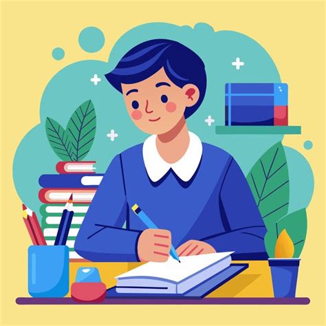 Student Writing Vector Illustration Premium Ai Generated Vector