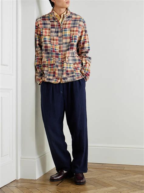 Beams Plus Swing Checked Patchwork Cotton Madras Jacket Red Beams Plus