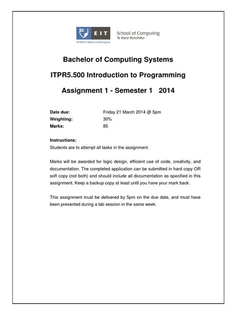 Assignment 1 Download Free Pdf Computer Programming Areas Of Computer Science