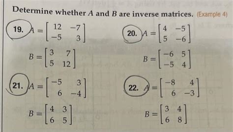Solved Determine Whether A And B Are Inverse Matrices