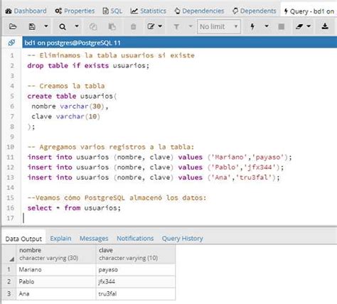 Tutorial De PostgreSQL Insertar Y Recuperar Registros De Una Tabla
