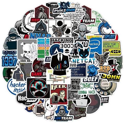 Hacker Stickers 50 Pcs Hacker Waterproof Vinyl Decals For Water