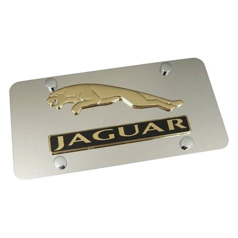 Autogold License Plate With 3D Jaguar Logo And Emblem Jaguar 3d
