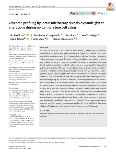 Pdf Glycome Profiling By Lectin Microarray Reveals Dynamic Glycan