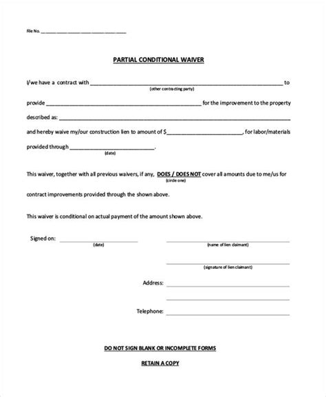Free Printable Lien Release Form