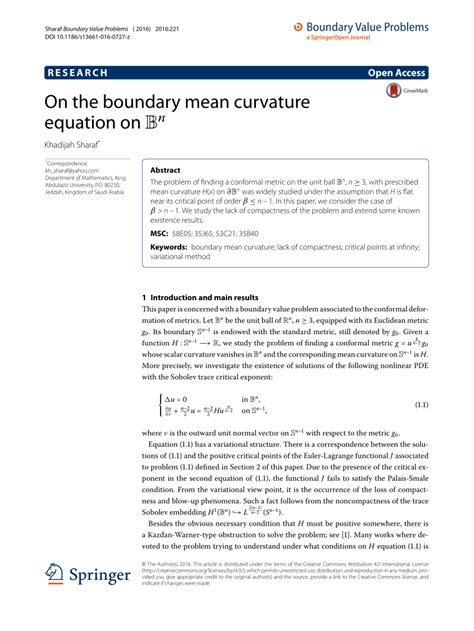 Pdf On The Boundary Mean Curvature Equation On Mathbb B N