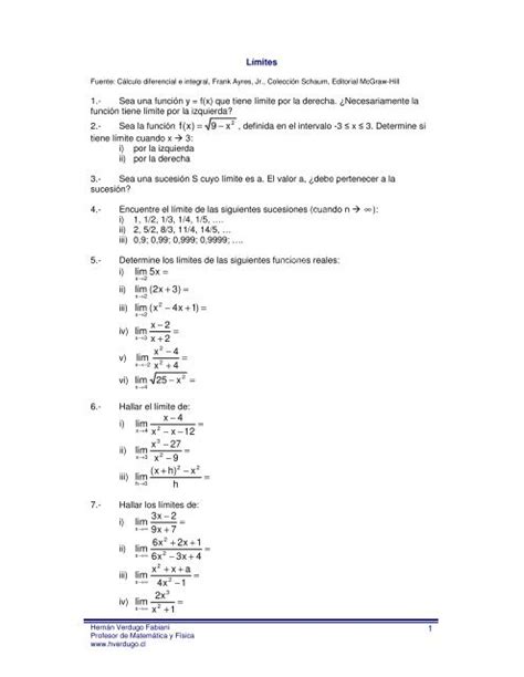 LÃ­mites Ejercicios De FÃ­sica Y MatemÃ¡tica