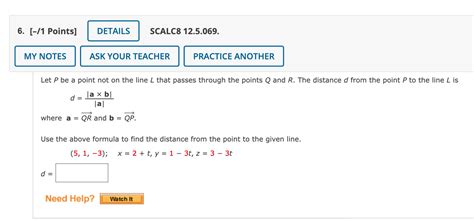 Solved Points SCALC Let P Be A Point Not On Chegg Com