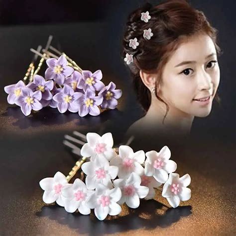 웨딩 신부 진주 헤어 핀 꽃 크리스탈 머리핀 신부 들러리 헤어 주얼리 Diy 액세서리 10 개세트 도매 신제품