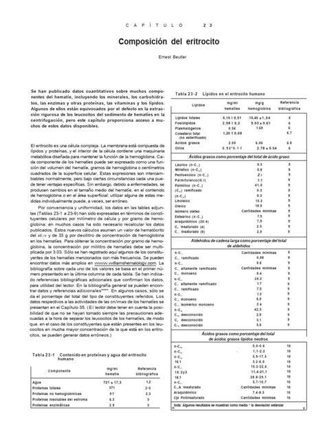 Cap 23 Composicion Del Eritrocito Pdf Glóbulo Rojo Lípido
