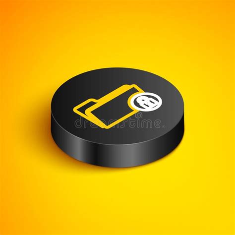 Isometric Line Folder And Lock Icon Isolated On Yellow Background