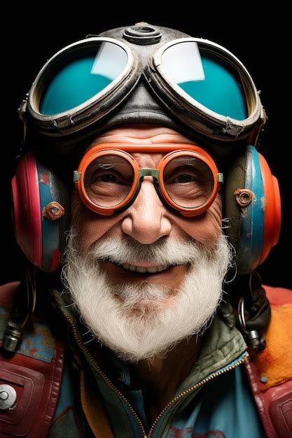 Premium Ai Image Man With Beard And Glasses Wearing Helmet And