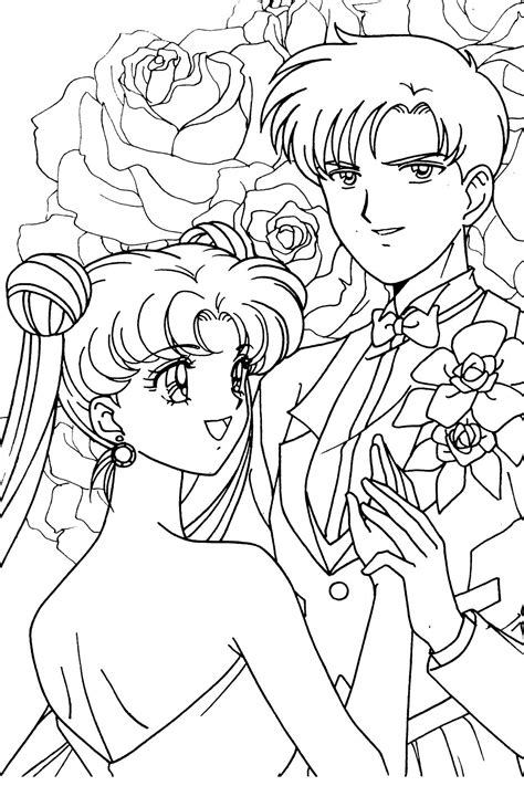 Usagi And Mamoru Coloring Page Sailormoon Moon Coloring Pages