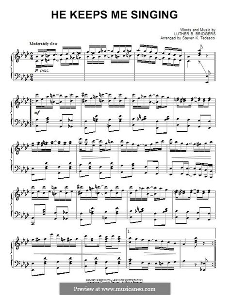 He Keeps Me Singing By Lb Bridgers Sheet Music On Musicaneo