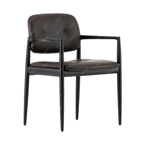 요코 다이닝 리틀 암체어 애쉬 래커드 리커리쉬 And 브라운 레더 Minotti