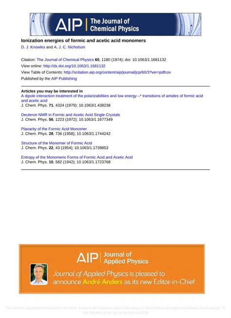 Pdf Ionization Energies Of Formic And Acetic Acid Monomers Dokumen Tips