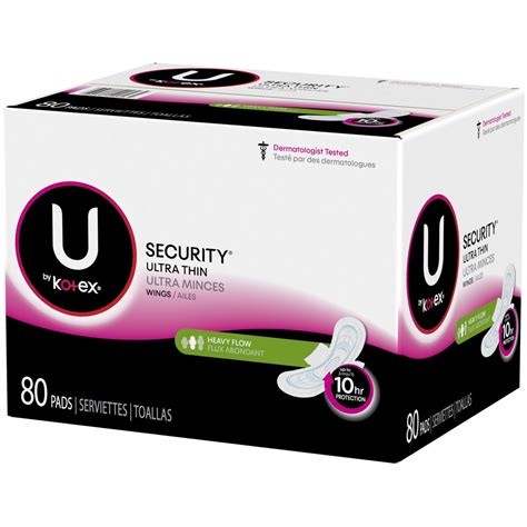 U By Kotex Security Ultra Thin Pads With Wings Long Fragrance Free 80
