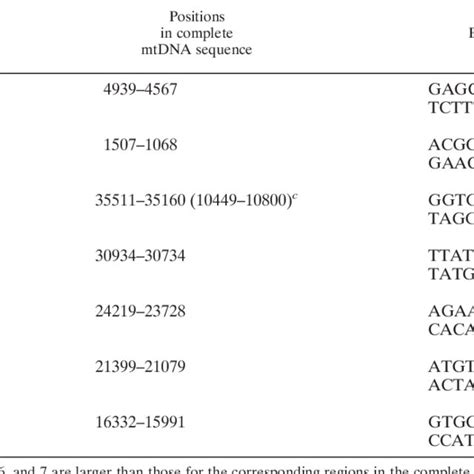 Mtdna Regions Sizes Positions In Complete C Albicans Mtdna Sequence