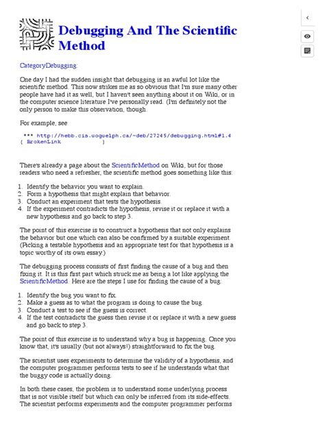 Debugging And The Scientific Method Pdf Scientific Method Hypothesis