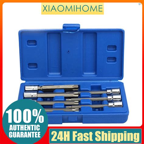 Extra Long Torx Star Bit Socket Set Premium Cr V Steel 7 Piece Star