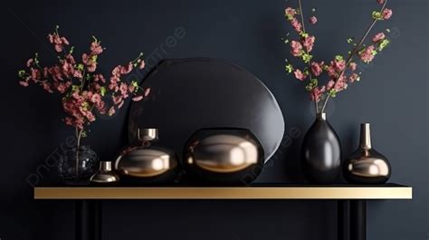 검은 벽 모형 콘솔과 장식을 갖춘 고급스러운 인테리어 디자인의 3d 렌더링 소파 배경 현대 소파 3d 가구 배경 일러스트