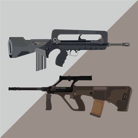 Famas Aug Riffle Vector Illustration Vecteur Premium