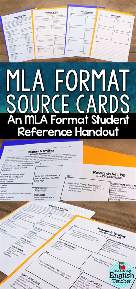 Mla Format Source Cards Reference Sheet And Graphic Organizer Writing