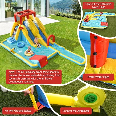 HONEY JOY Tobogán acuático inflable casa de rebote gigante de doble