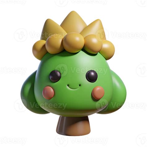 Melancholic Wonderful Tree Character With A Rounded Crown Flat Color