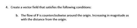 Solved 4 Create A Vector Field That Satisfies The Following Chegg Com