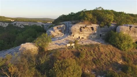 Ruins Of Ancient Town Of Cave Quarters Inside Sheer Rock Deserted Place