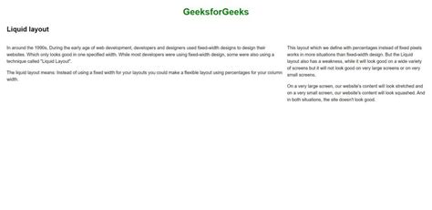 Liquid Layout In Css Geeksforgeeks