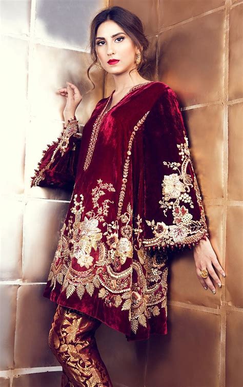 Maroon Velvet Suit With Pakistani Pant Fashion Dress Party Velvet