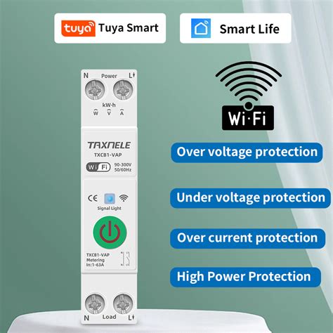 Smart Life Tuya Wifi Mcb Circuit Breaker Power Metering Over Current Under Voltage Protect 1 63a