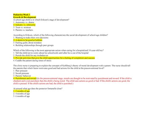 Pediatrics Notes Pediatrics Week 1 Growth And Development A School