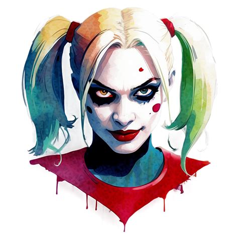 Download Harley Quinn Watercolor Art Style Png Cnv86