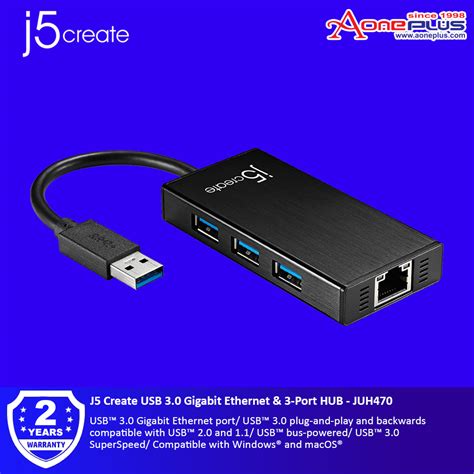 J5 Create Usb 3 0 Gigabit Ethernet And 3 Port Hub Juh470