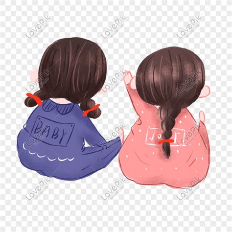 쌍둥이 자매 Png 일러스트 무료 다운로드 Lovepik