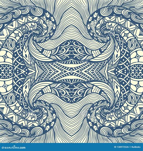 Abstract Zen Tangle Zen Doodle Seamless Pattern Black On White Stock