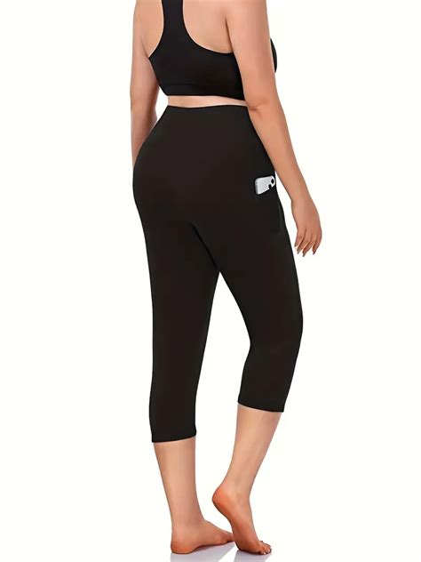 Workout Solid Capri Leggings Casual High Waist Slim Leggings Temu United