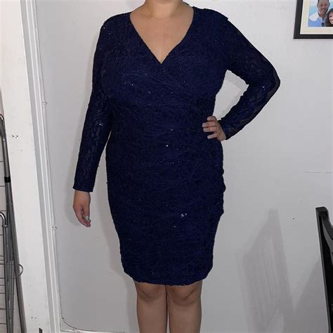 Ralph Lauren Blue Lace Sparkly Dress Size 14 Depop