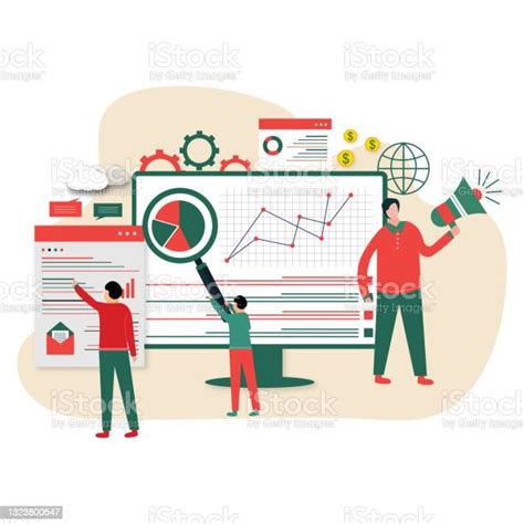 콘텐츠 마케팅 관련 벡터 일러스트레이션 플랫 모던 디자인 Brand Name Smart Phone에 대한 스톡 벡터 아트 및