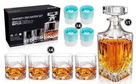 Whiskey Decanter Set For Men 4crystal Whiskey Glasses