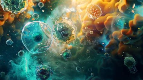 Cellular Molecular Processes With Various Cell Types And Intracellular