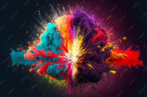 Premium Photo Explosion Of Colorful Paint On Burning Explosion Background